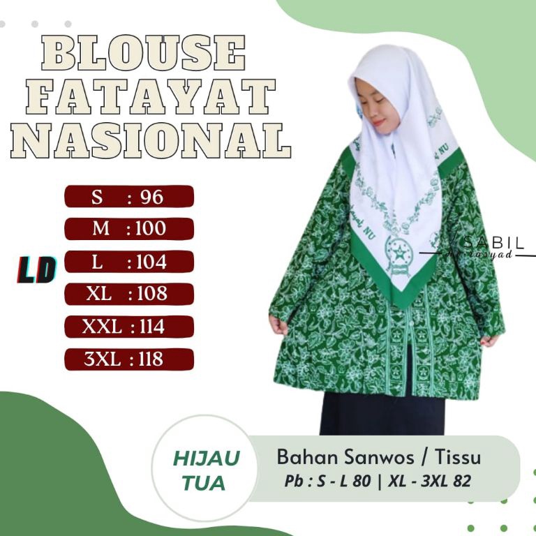 Jual KODE B22X BATIK FATAYAT NU TUNIK FATAYAT NU SERAGAM FATAYAT ATASAN ...