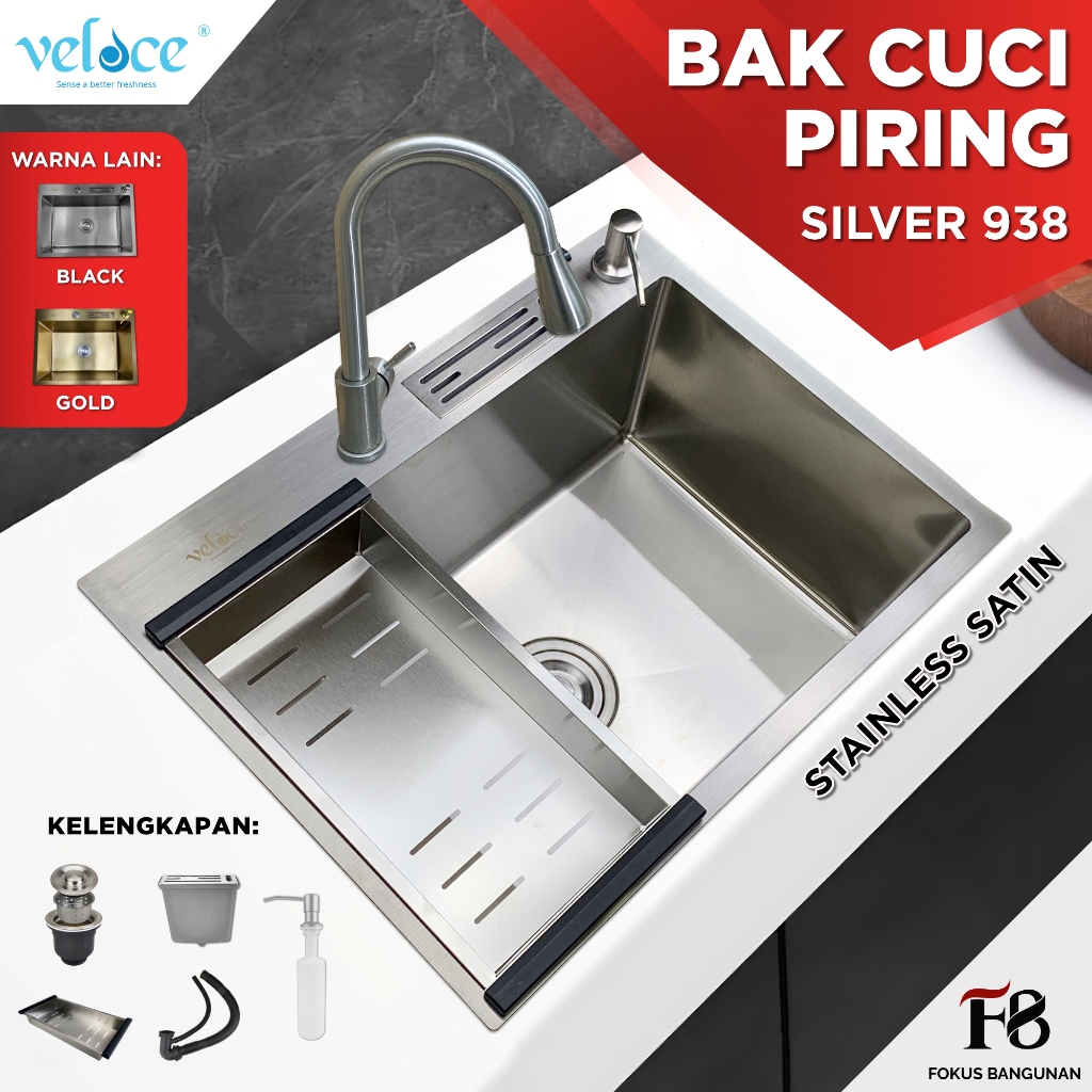 Jual VELOCE Stainless Steel Kitchen Bak Cuci Piring Black Sink Cuci ...