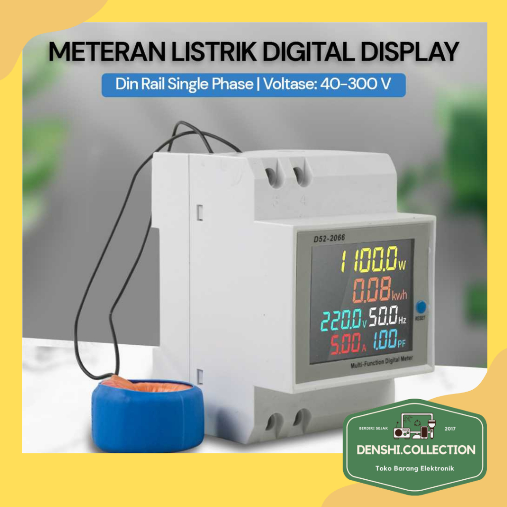 Jual Meteran Listrik Digital Display Din Rail Single Phase 300V - White ...