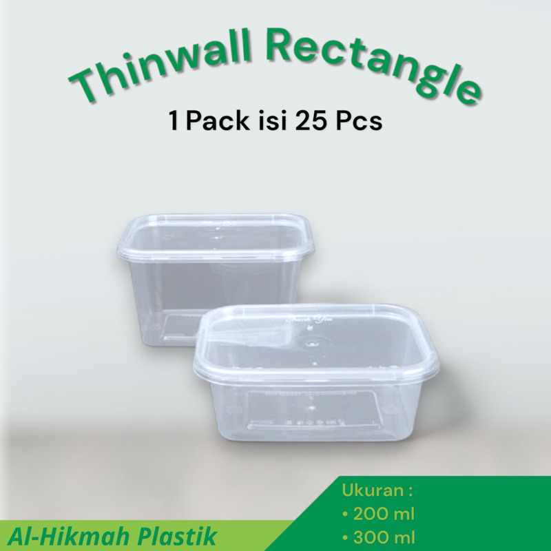 Jual Thinwall Rectangle 250ml 300ml 1 Pack isi 25pcs | Shopee Indonesia