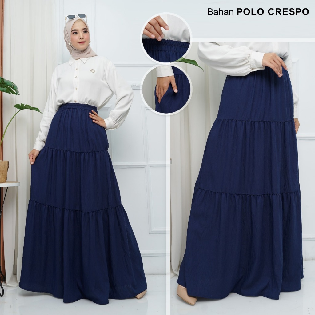 Jual Rok Rempel 3 Susun Rok Panjang Rok Wanita Ruffle Skirt 3 Tingkat ...