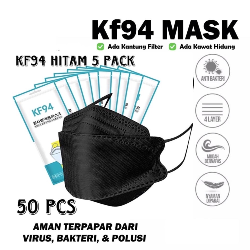 Jual MASKER KF94 KOREA ISI 50PCS MURAH / KF94 DEWASA 50PCS / KF94 ISI 50PCS | Shopee Indonesia