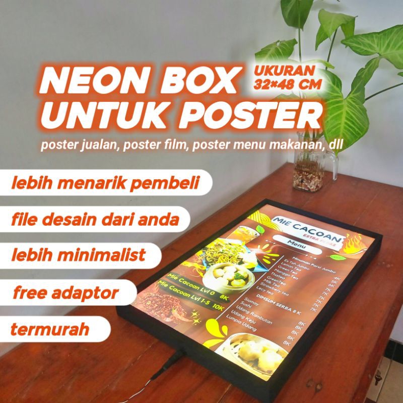 Jual NEON BOX ukuran 32×48 buatan produk lokal, cocok untuk dekorasi ...