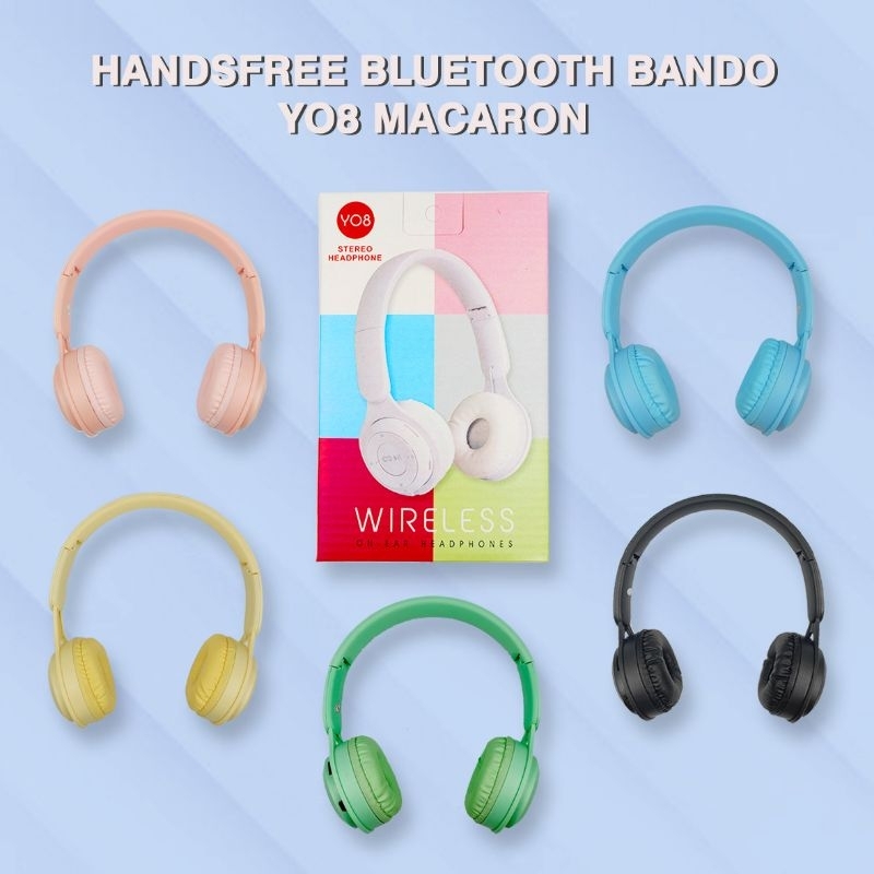 Jual HANDSFREE BLUETOOTH BANDO Y08 MACARON HEADPHONE WIRELESS Y08 HF ...