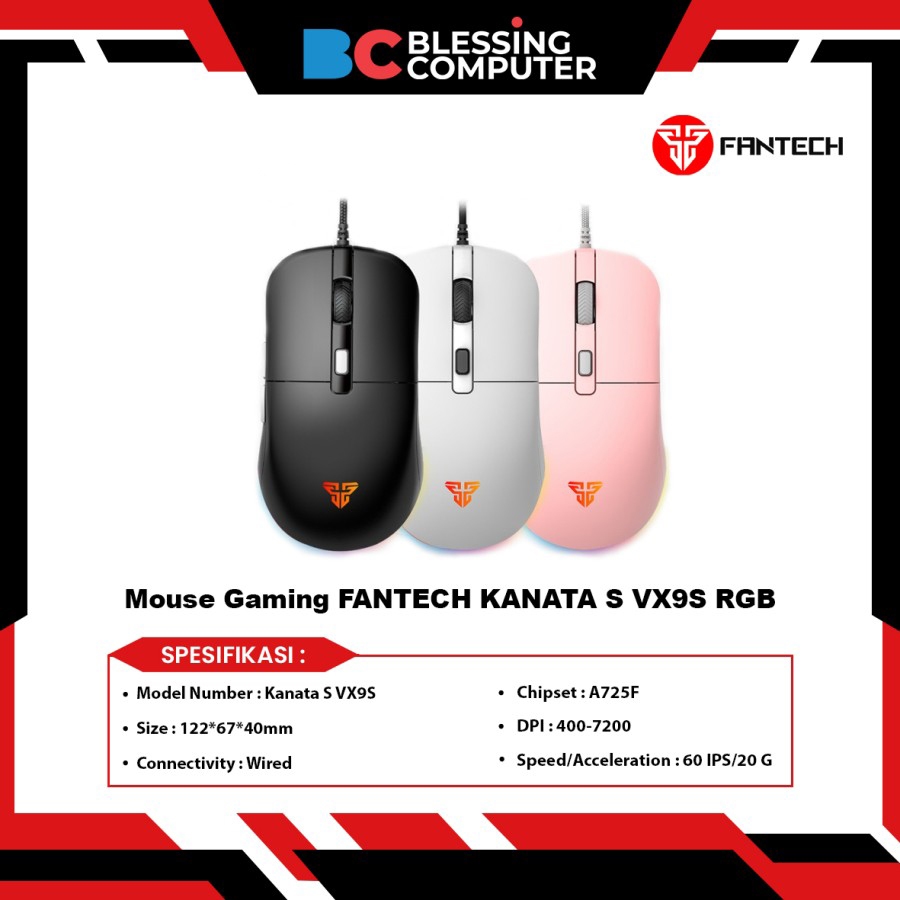 Jual Mouse Gaming FANTECH KANATA S VX9S RGB - Pink | Shopee Indonesia