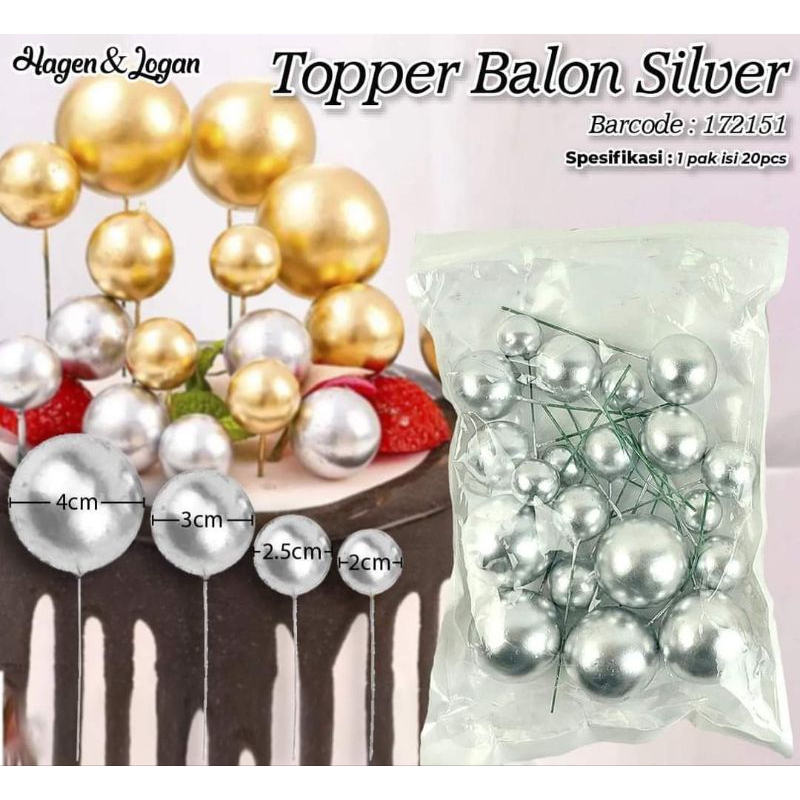 Jual topper cake balon warna silver | Shopee Indonesia