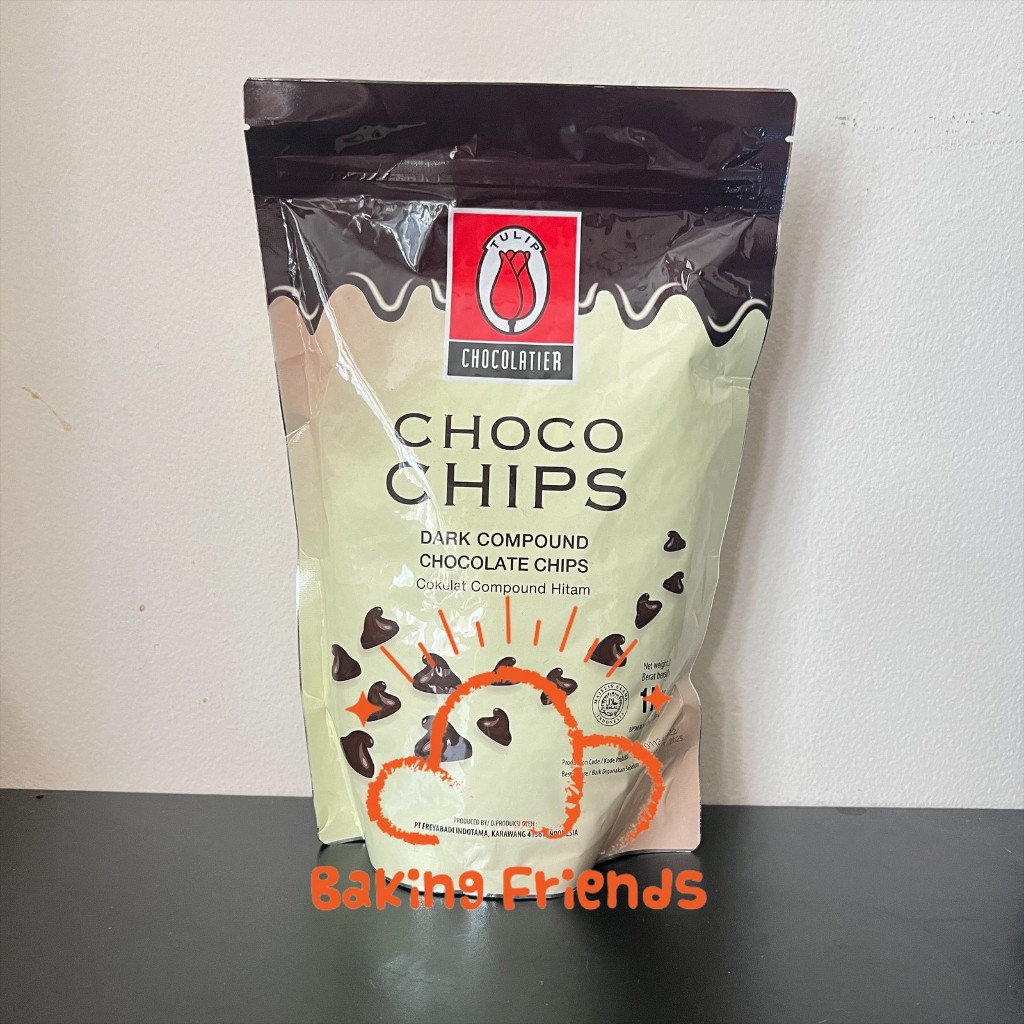 Jual Tulip Chocolatier Dark Compound Chocolate Chips 1KG/Choco chips ...