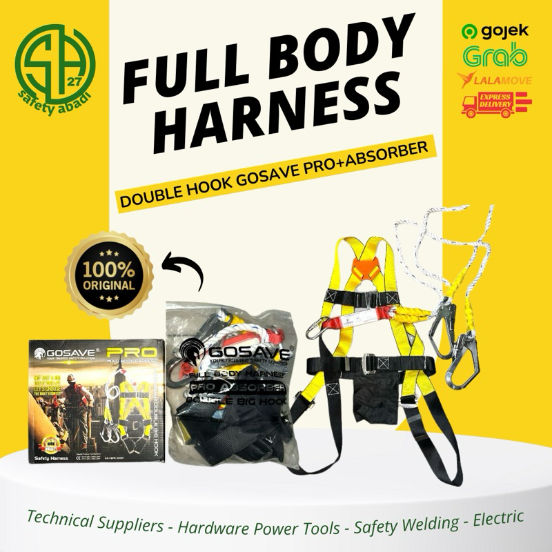 Jual Full Body Harness Double Hook + Pro Absorber Original Gosave | Shopee Indonesia