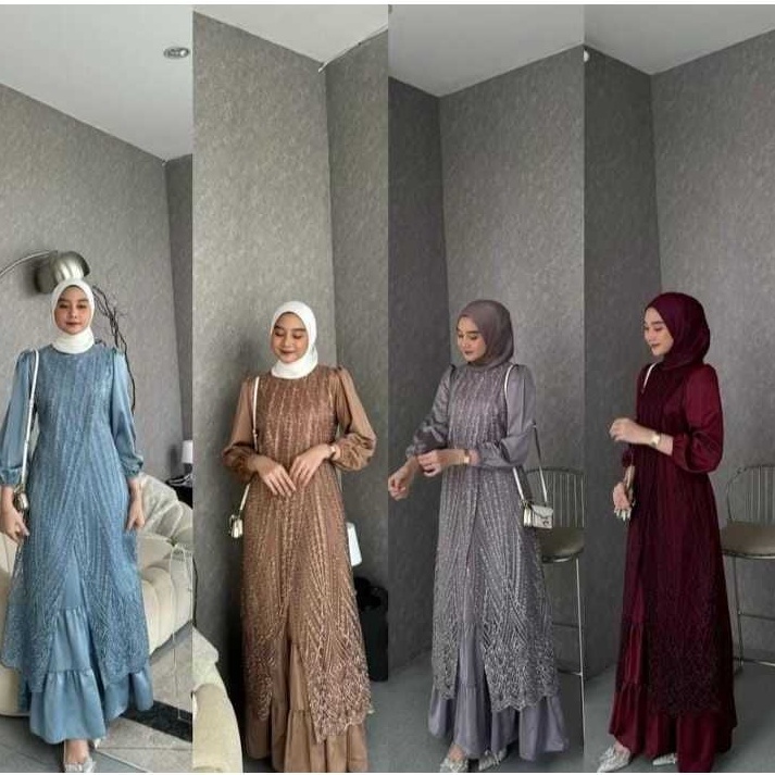 Jual KODE O4B OLIVIAA DRESS SILK ROBERTO MIX BRUKAT PREMIUM BUSUI DRESS KONDANGAN PESTA SIMPLE ...