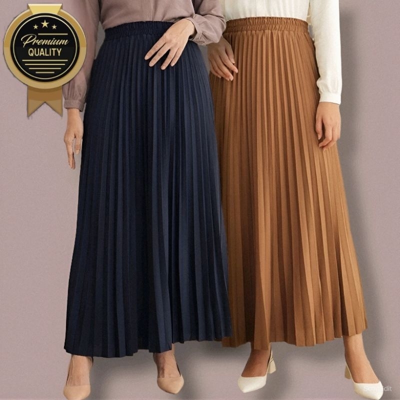 Jual Rok Plisket Hyget Super PREMIUM Jatuh di pakai All Size fit to L max bb 62 kg Rok Span ...