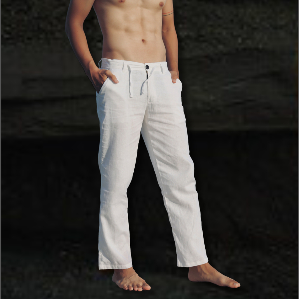 Jual BEACHWELL Celana Panjang Putih Pria Linen Premium - White Linen ...