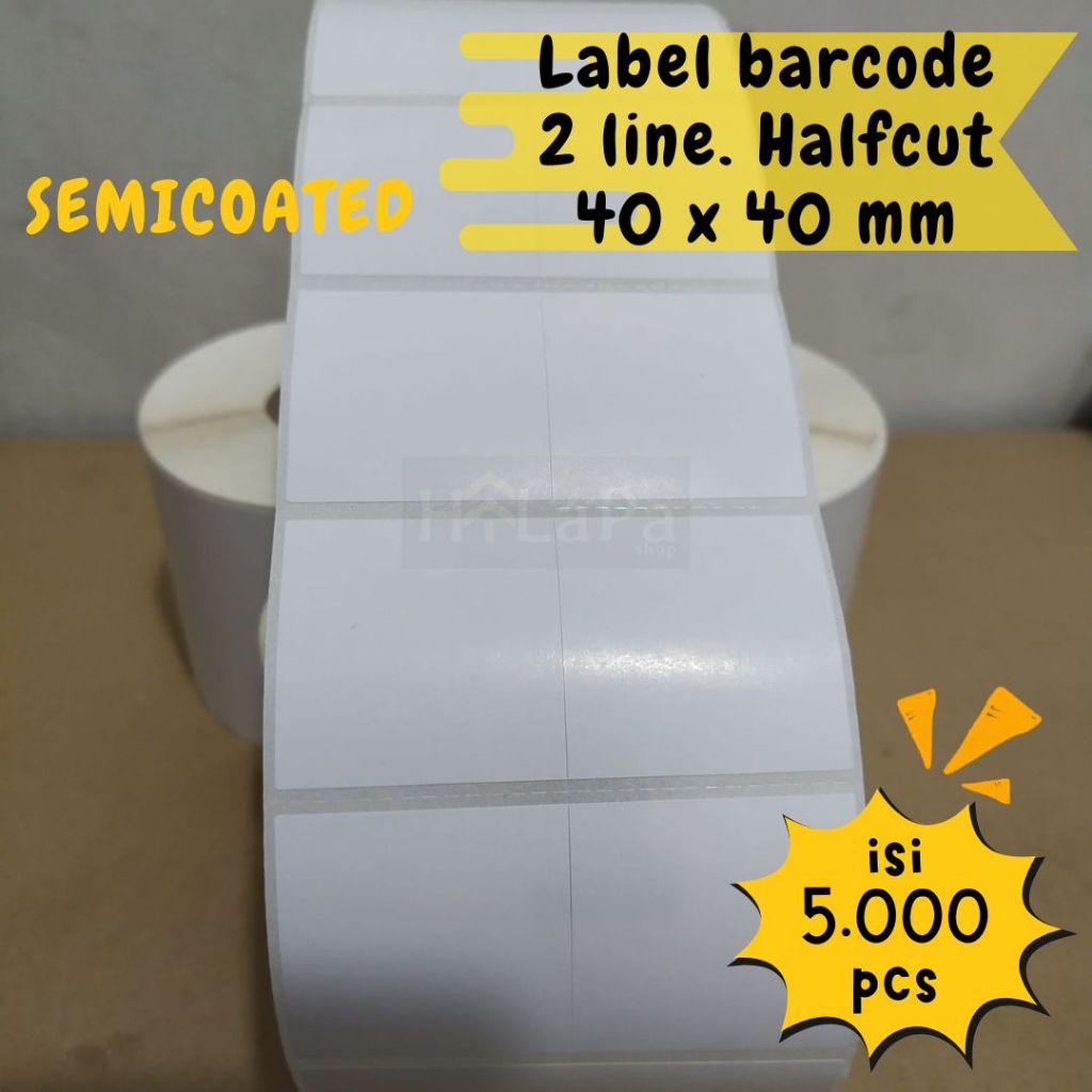 Jual Label barcode 2 line (halfcut) ukuran 40 x 40 mm bahan semicoated ...
