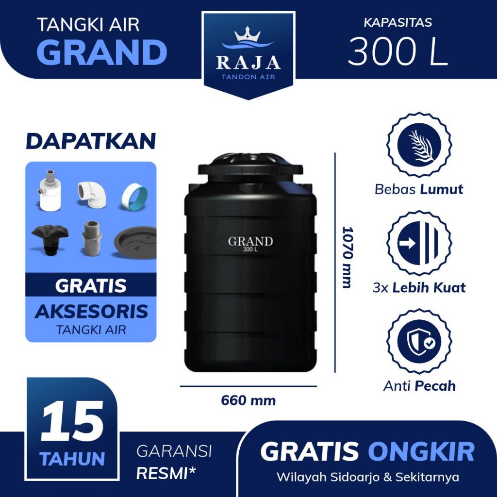 Jual Tangki Tandon Toren Air Grand 300 Liter Anti Lumut | Shopee Indonesia
