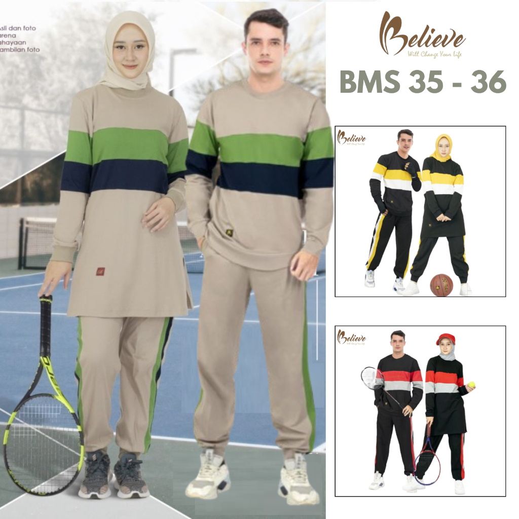 Jual Believe BMS 35 BMS 36 Couple Setelan Baju Olahraga Wanita Pria ...