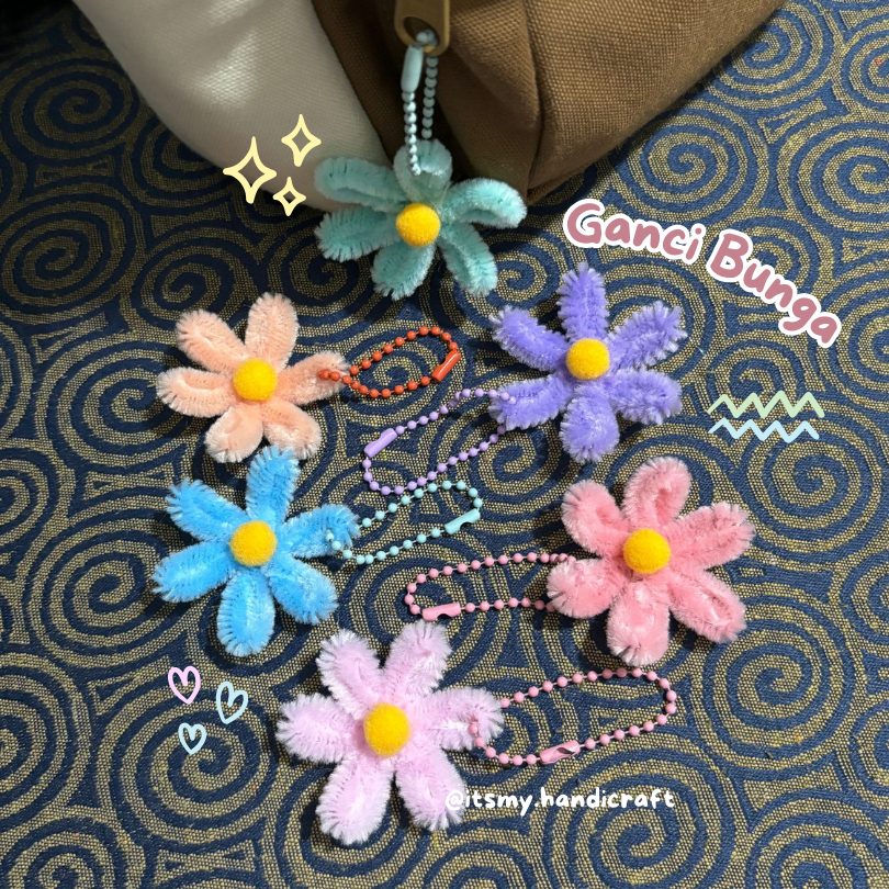 Jual Gantungan Kunci Bunga Mini Gantungan Kunci Kawat Bulu Mini