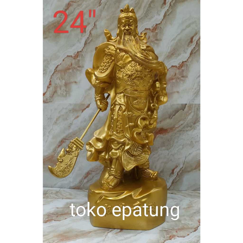Jual patung dewa Kwan Kung / Kwan Kong / guan yu - emas - berdiri ...