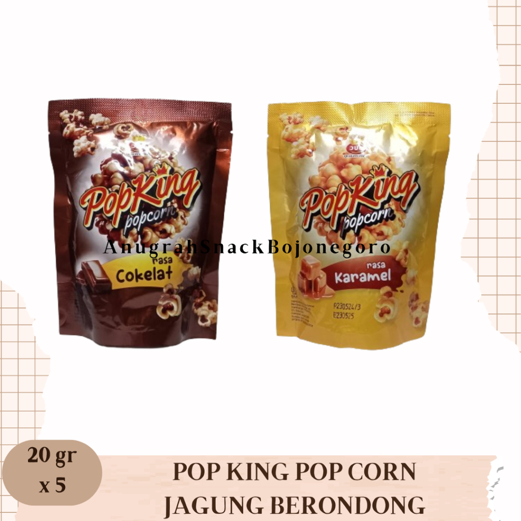 Jual Pop King Popcorn Jagung Berondong 20gr x 5 (Rasa Cokelat / Karamel ...