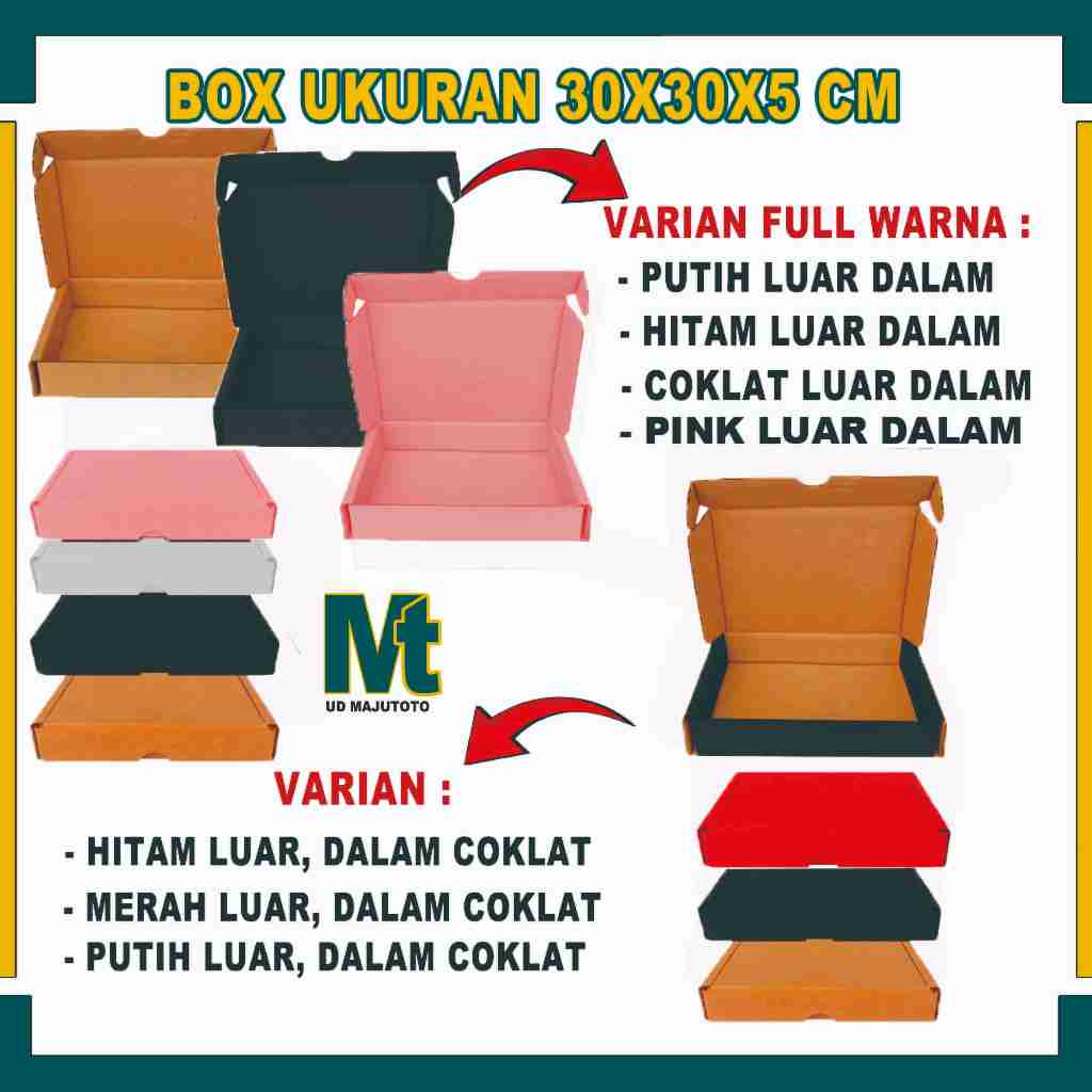 Jual (PAKET 5 PCS) Box 30x30x5 Cm / Box Lipat Samping / Box Hampers ...