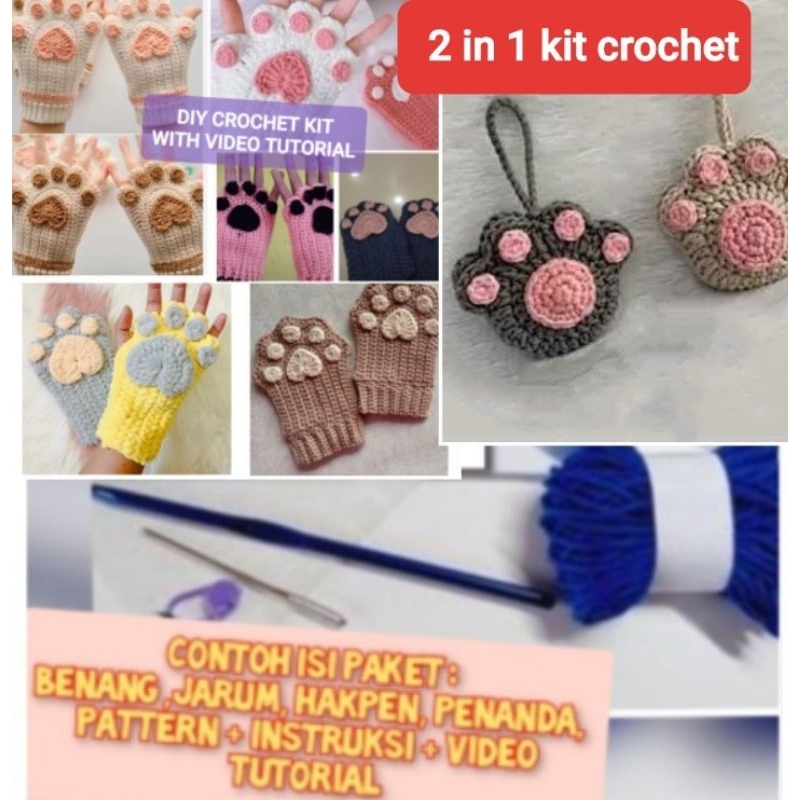 Jual DIY Crochet kit 2 in 1 SARUNG TANGAN WITH VIDEO TUTORIAL PAKET ...