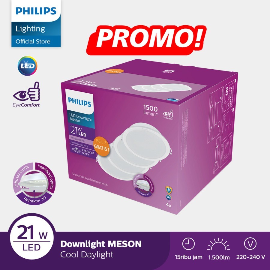Jual PHILIPS Downlight LED Meson PACK 21W 21Watt 175 65K ID MP recessed ...