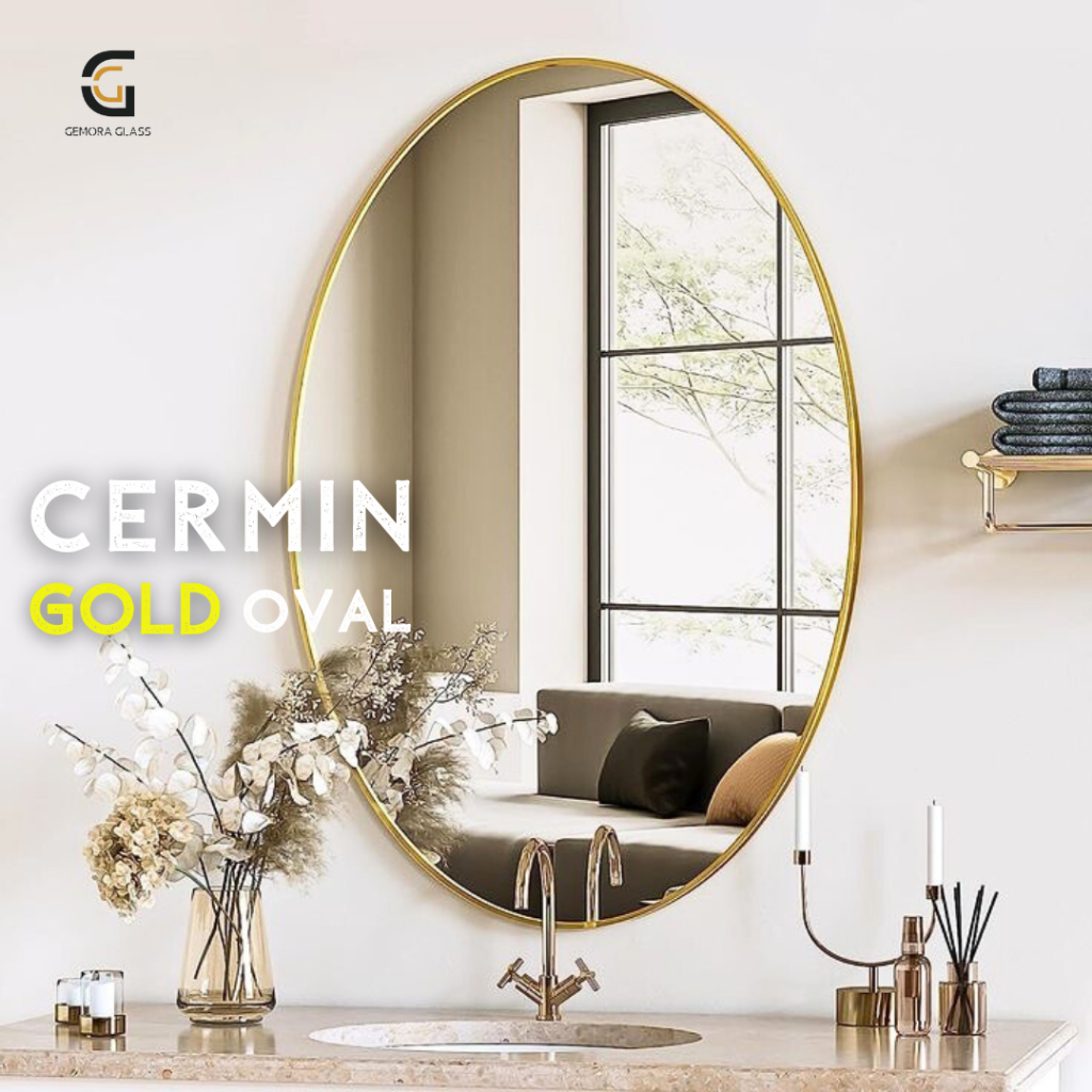 Jual Cermin Oval Dinding Aesthetic Frame Gold (Free Packing Kayu ...