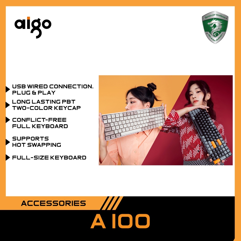 Jual AIGO Keyboard A100 - WIRED USB [BLUE SWITCH] | Shopee Indonesia