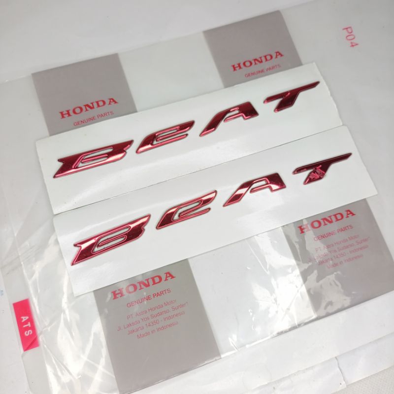 Jual emblem tulisan beat merah honda beat new deluxe beat led original ...