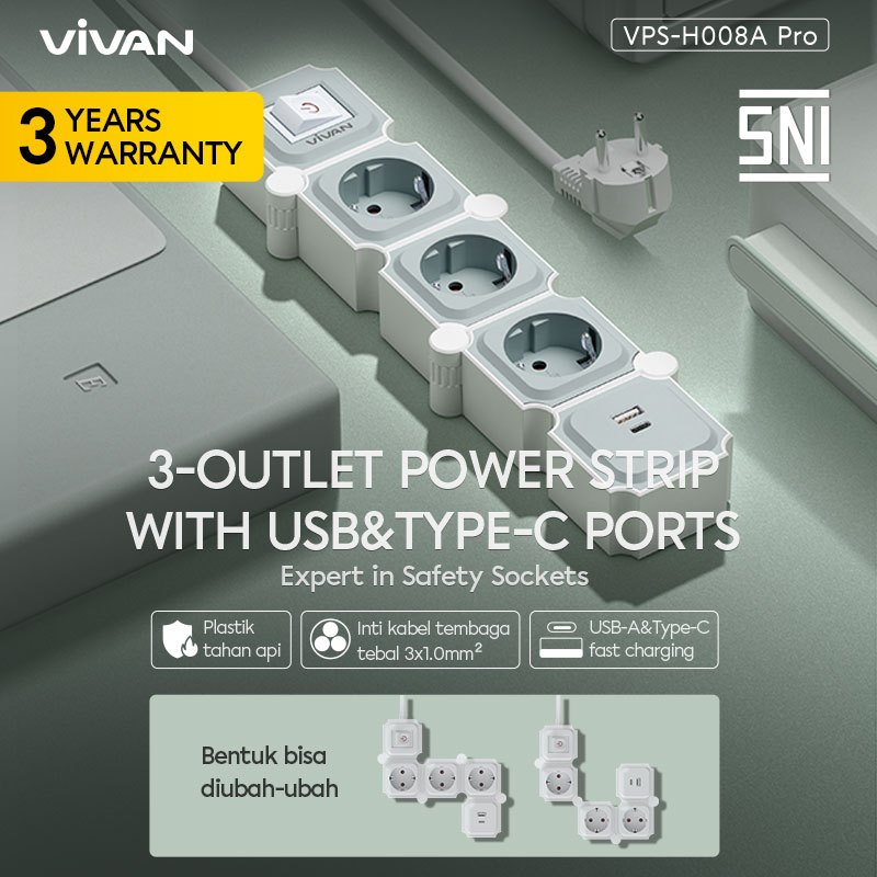 Jual VIVAN Safety Socket VPS-H PRO Series Saklar Adaptor Stop Kontak ...