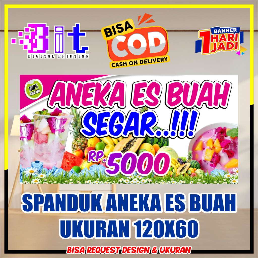 Jual SPANDUK/BANNER ES BUAH ( BISA CUSTOM ) UKURAN 120X60 CM | Shopee ...