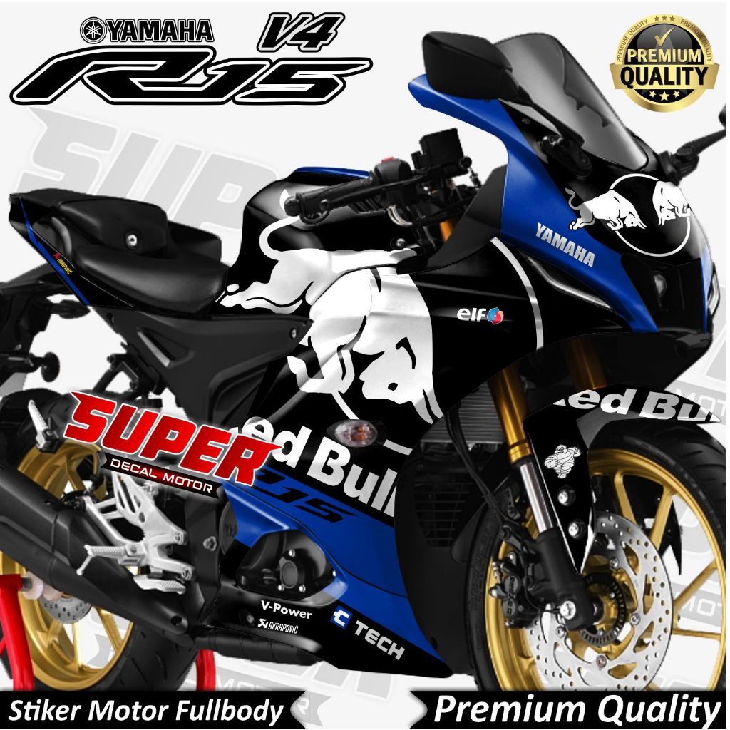 Jual Stiker Decal Motor Yamaha R15 V4 Full Body Variasi Redbull ...