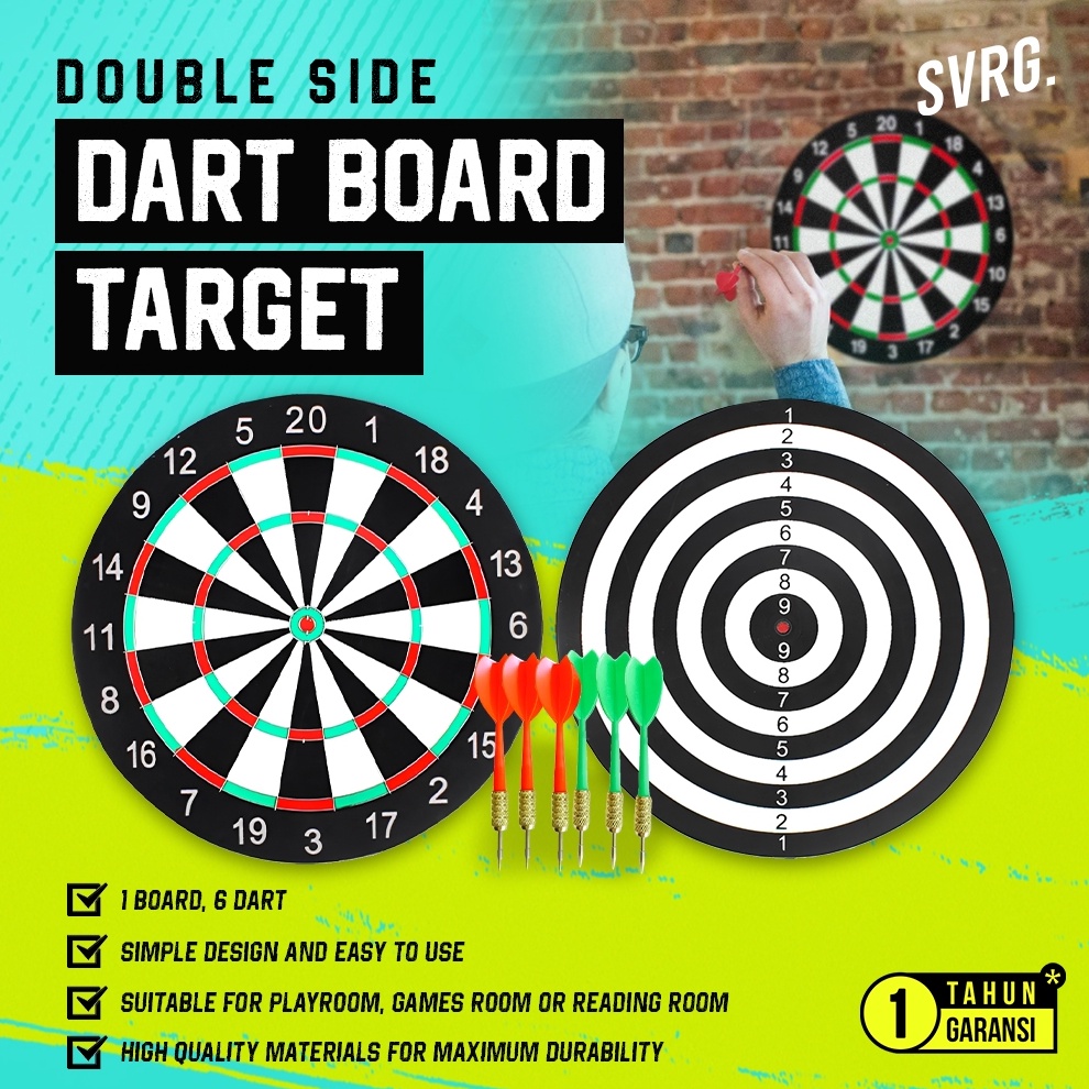 Jual SVRG Dart Board Target Double Side Papan Dart 2 Sisi Dart Game Set ...