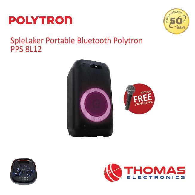 Jual Speaker Portable Bluetooth Polytron PPS 8L12 8 L 12 Free Mic ...