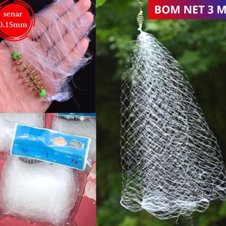 Jual Super Stock pancing jaring Ikan Nila wader BOOM NET 3 METER Model ...