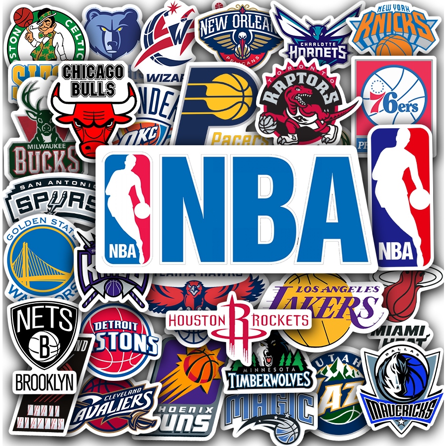Jual [32PCS] Stiker Keren NBA Team Logo Stiker basket Logo Tahan Gores ...
