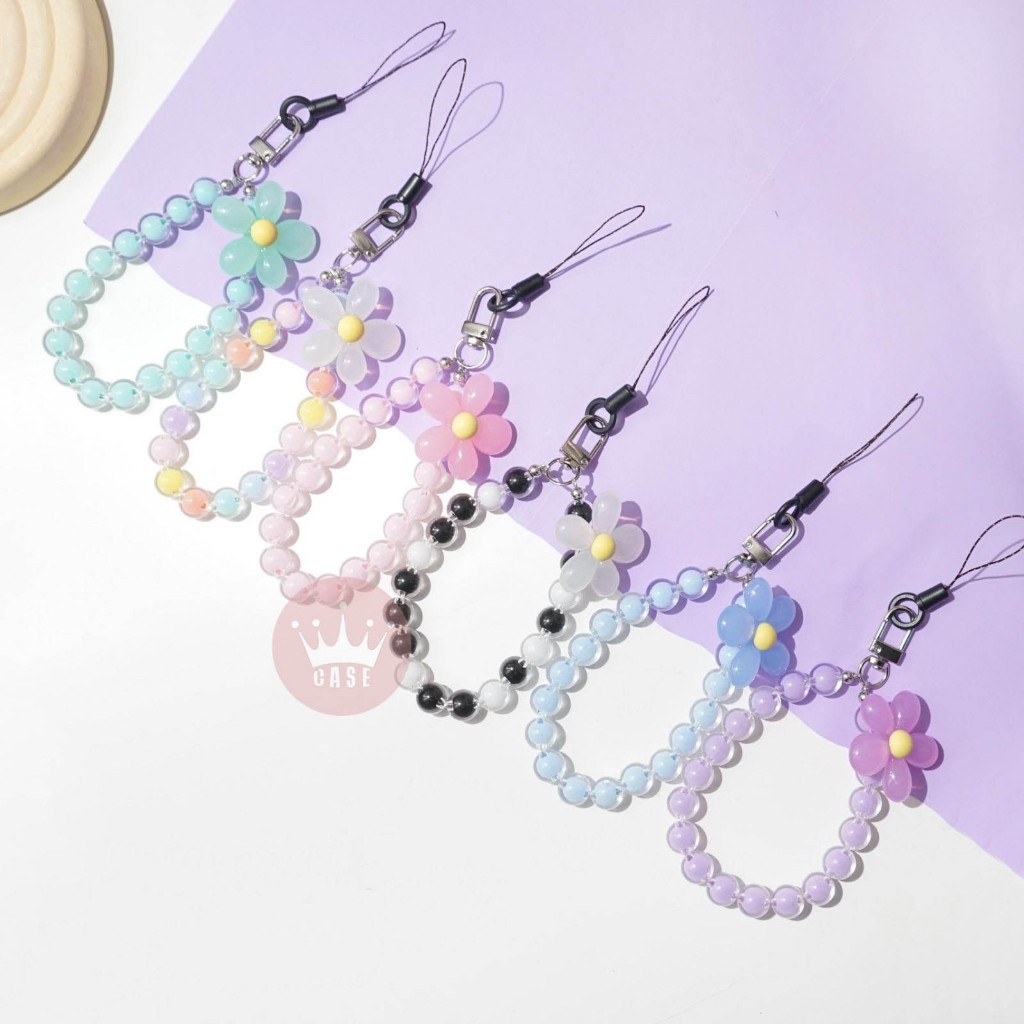 Jual Phone Strap Boba Gantungan HP Bunga Manik Manik Warna Lucu/ Hiasan ...