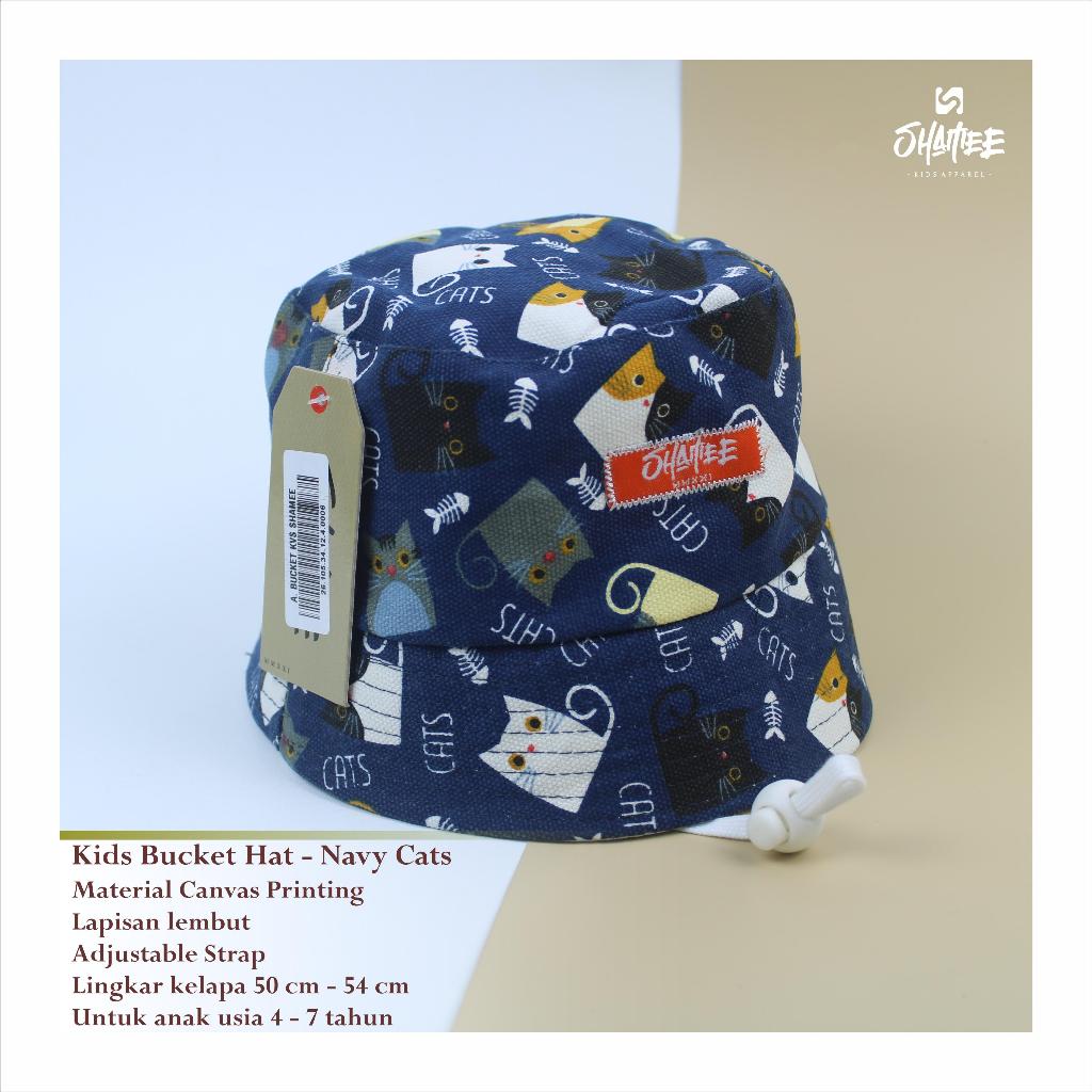 Jual Shamee Kids - Topi Bucket Anak Motif - Navy Cats | Shopee Indonesia