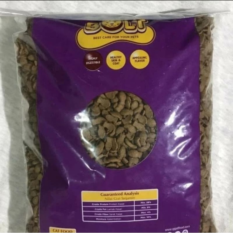 Jual Makanan Kucing Bolt Ungu Repack 1 kg | Shopee Indonesia