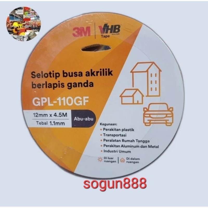 Jual 3M Selotip busa akrilik lapis ganda. Double tape. Solasi dobel ...