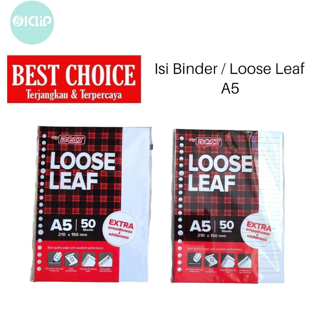 Jual KERTAS BINDER A5 LOOSE LEAF BIG BOSS / BTL Loose Leaf A5 50 Lembar/Isi Binder Ukuran A5 isi ...