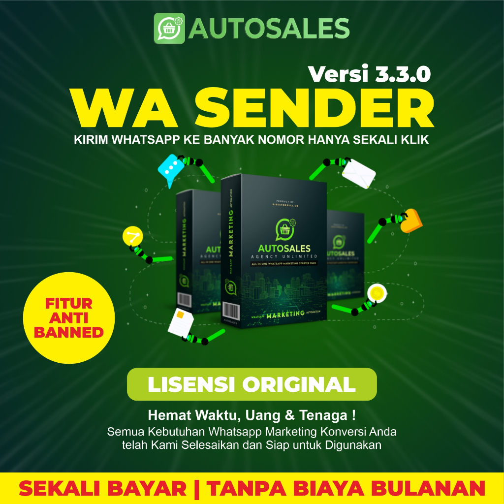 Jual WA SENDER Pro Whatsapp Blaster AUTOSALES LISENSI ORIGINAL LIFETIME ...