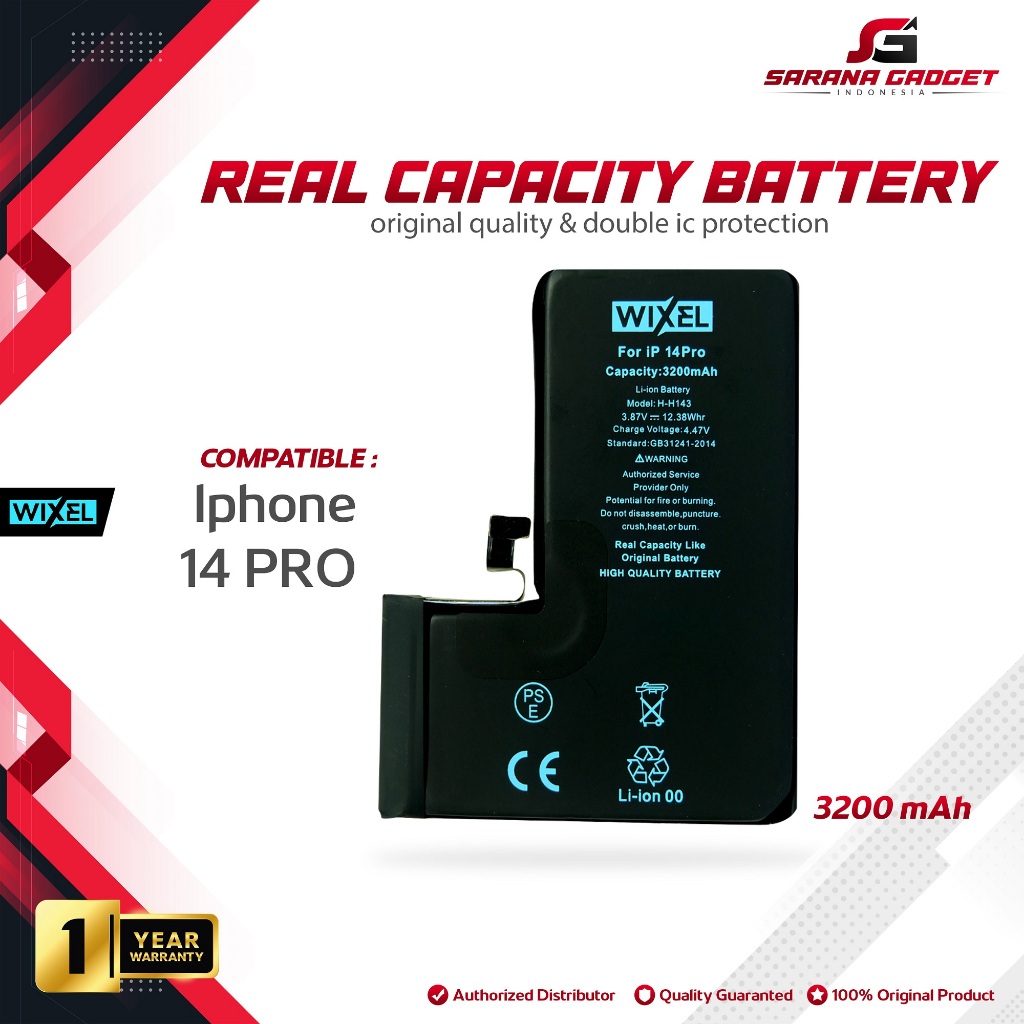 Jual WIXEL Baterai Iphone 14 PRO Real Capacity Double Power Batre ...