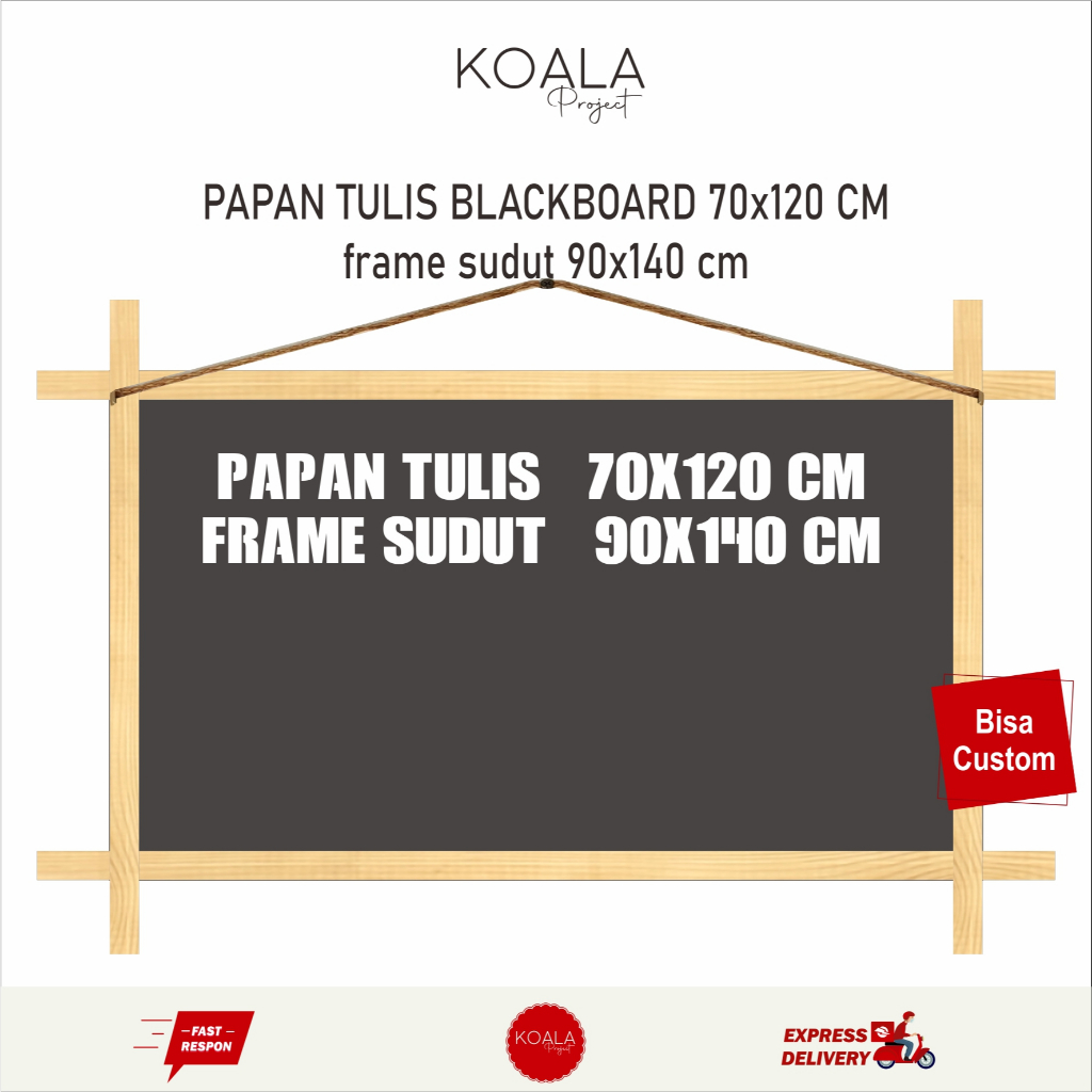Jual PAPAN TULIS BLACKBOARD 70X120 CM FRAME PLUS TALI RAMI - KOALA ...