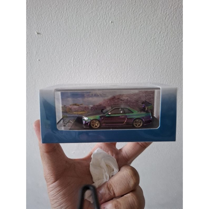 Jual Fuji 1/64 Nissan Skyline R34 Z-Tune High Wing Chrome Gradient ...