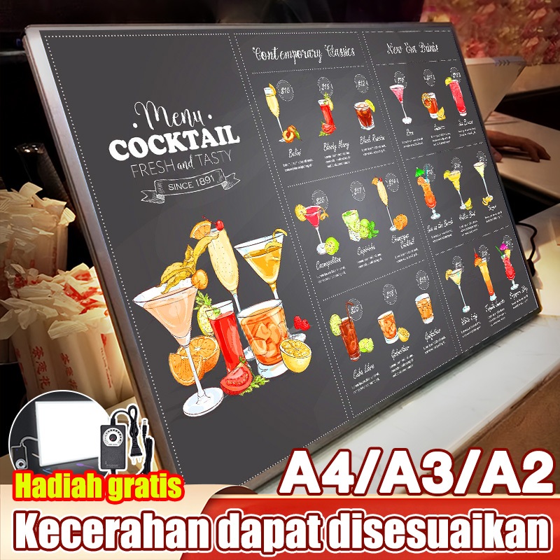 Jual slim light box A4/A3/A2 Kotak lampu pemesanan konter Kecerahan sudut dapat disesuaikan ...