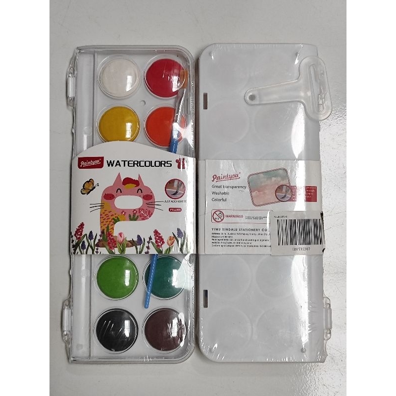 Jual Cat Air Set Cat Kuas Padat untuk Menggambar 12 Warna | Alat ...
