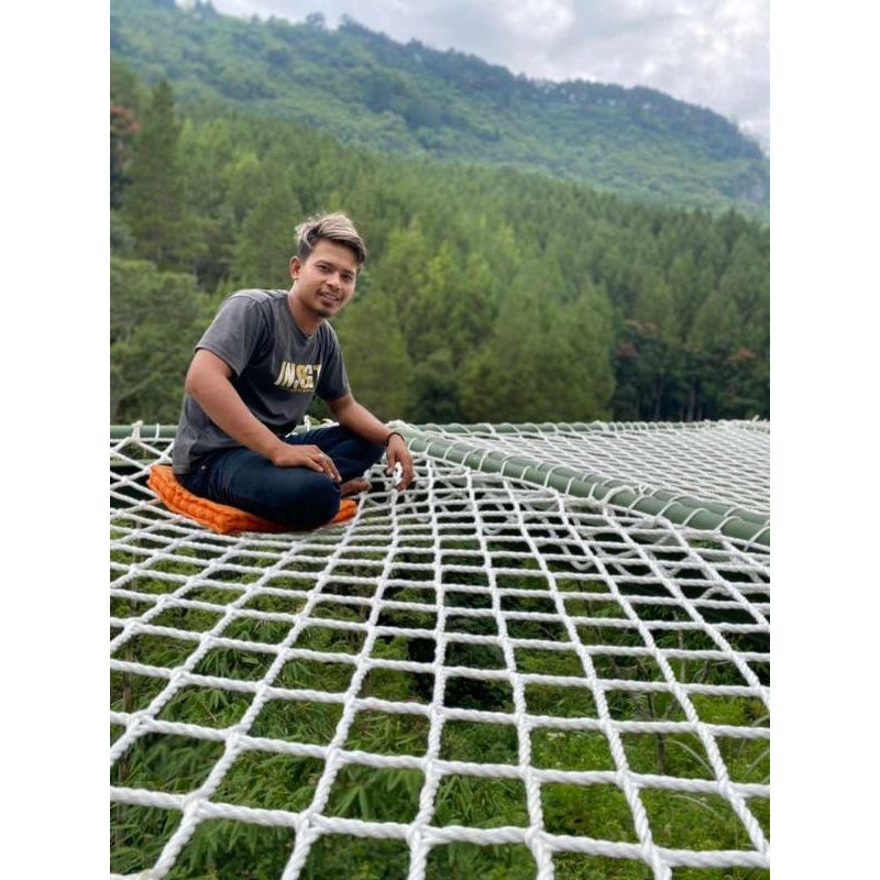 Jual jaring pengaman tali nilon 12mm, jaring outbound, jaring hammock ...