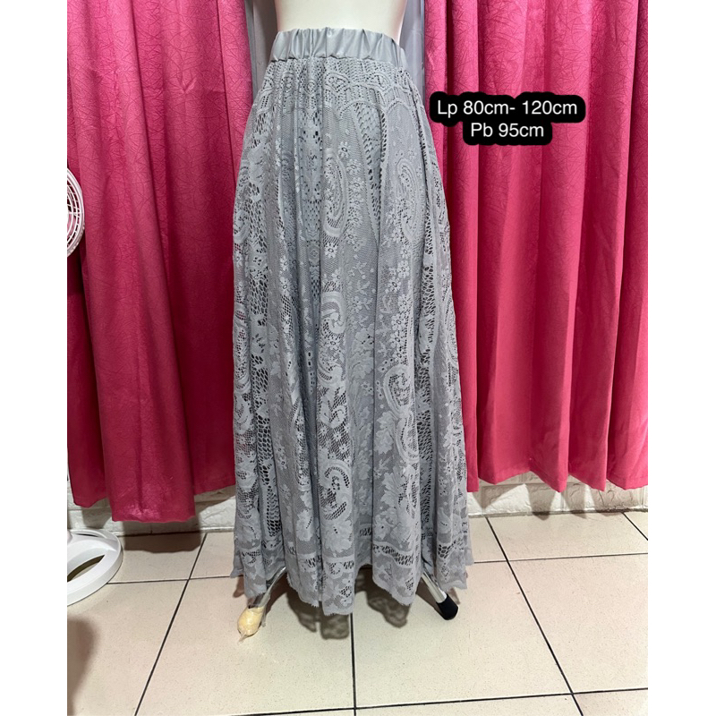 Jual rok megar brukat abu | Shopee Indonesia