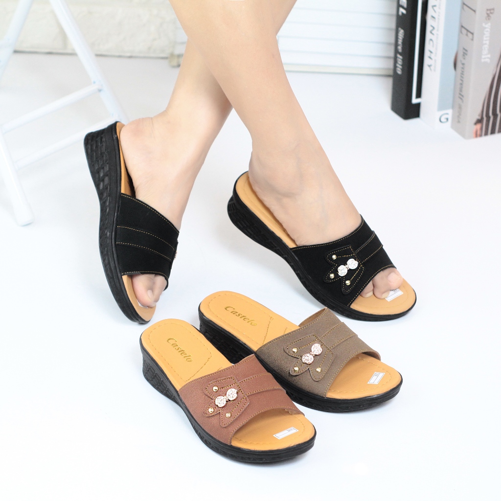 Jual Sandal wanita wedges selop slop sendal kasual kekinian murah MS01 ...