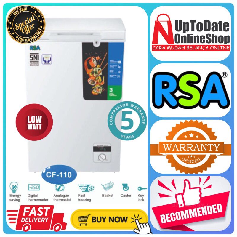 Jual CHEST FREEZER RSA CF110 CF-110 110 POWERFUL FREEZING 100L SUPER ...