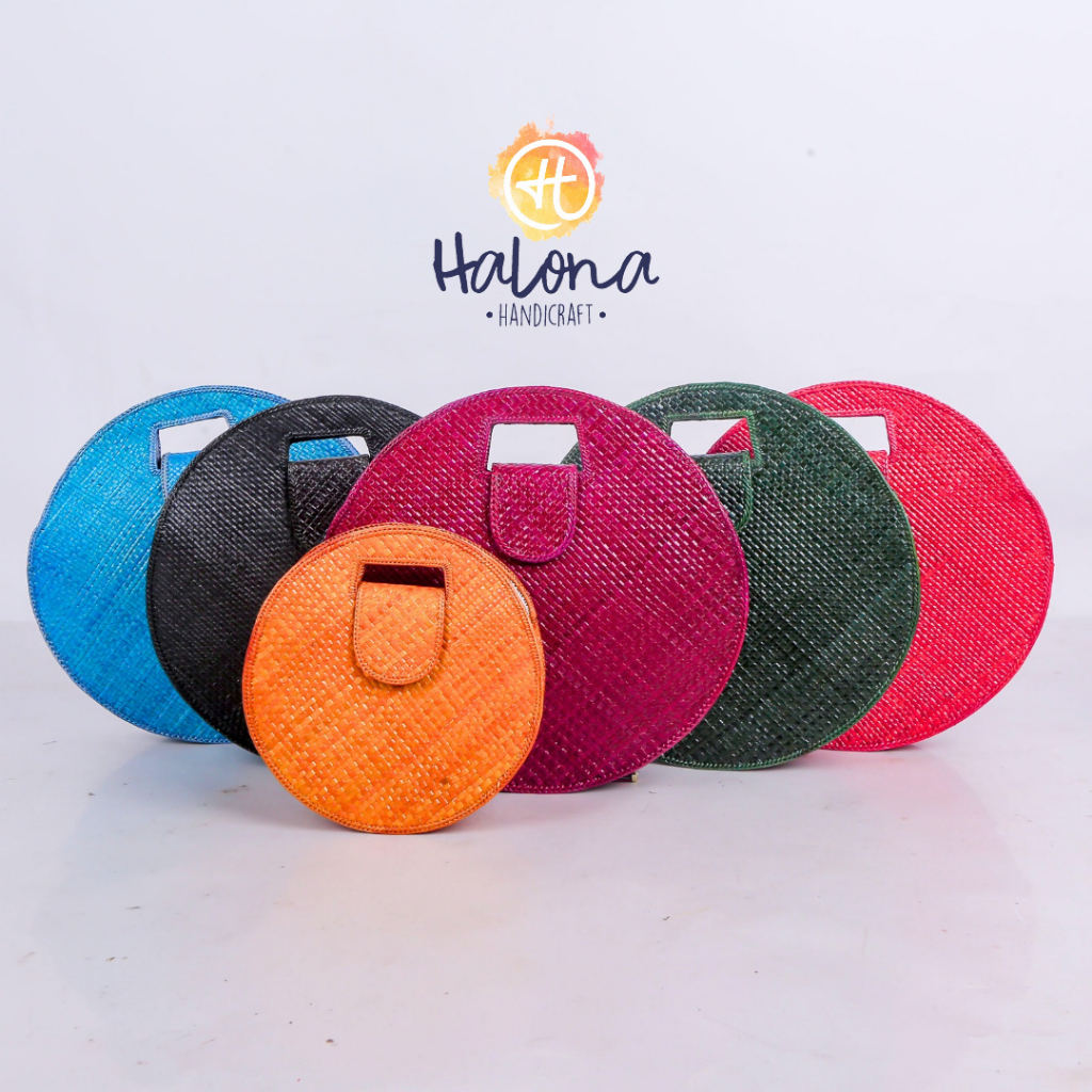 Jual Tas Handbag Wanita Hobo Kerajinan Anyaman Pandan Round Bulat ...